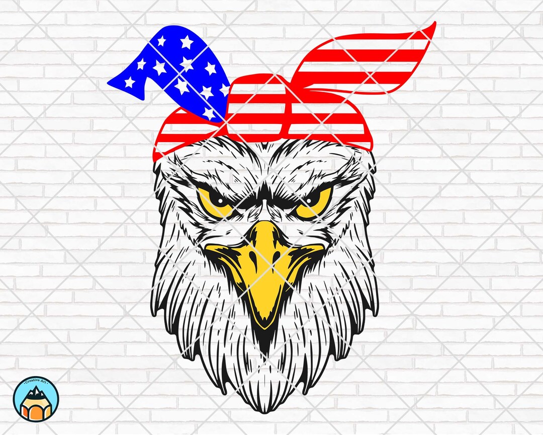 Eagle Bandana Flag Svg, Merica Svg, Usa Flag, Bandana Svg, Patriotic ...