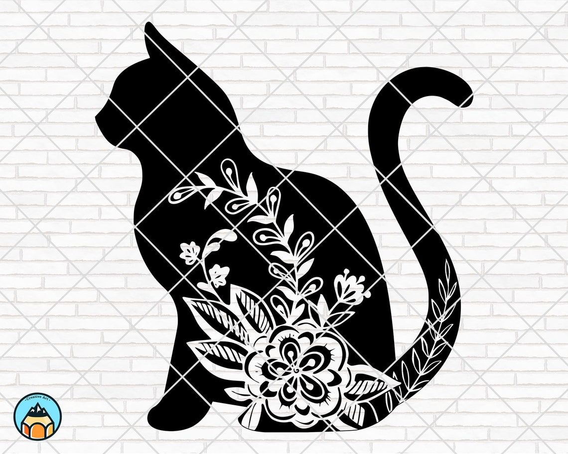 Floral Cat Svg Flowers Cat Svg Cat Svg Wildflower Cat Svg - Etsy