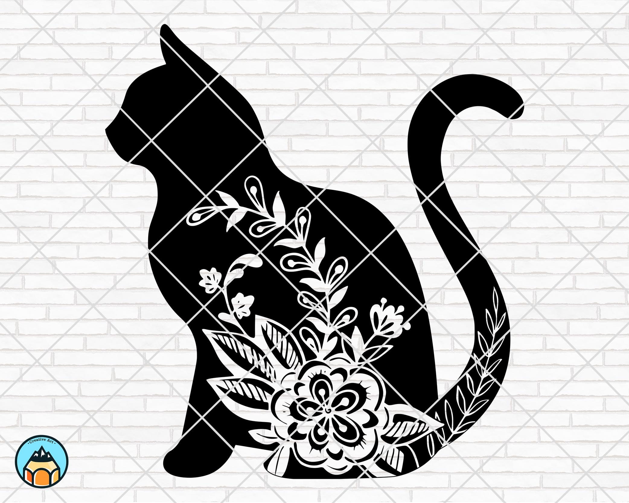Floral Cat svg Flowers Cat svg Cat svg Wildflower Cat svg | Etsy