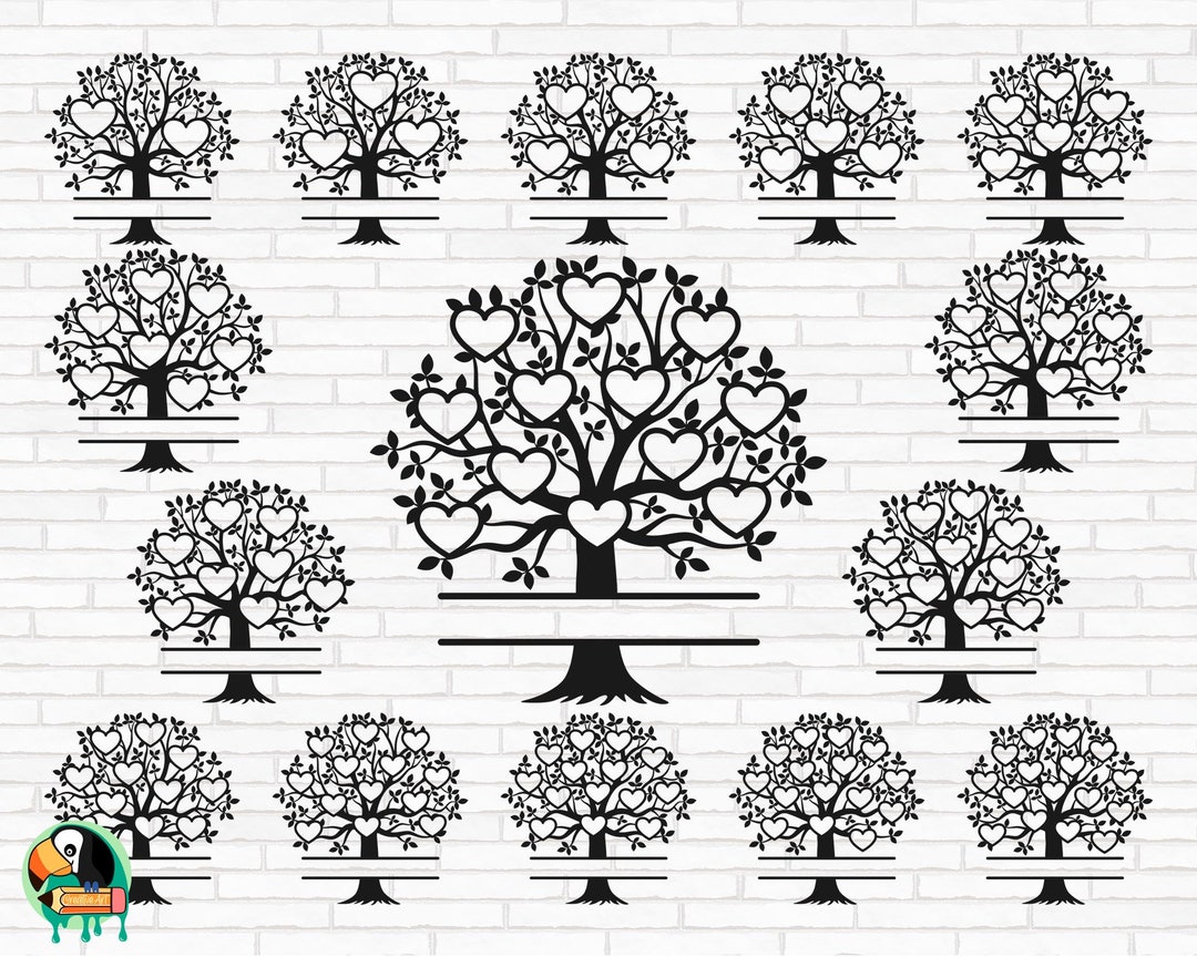 Family Tree SVG, 2-16 Members Family Svg, Tree Monogram Svg, Family ...
