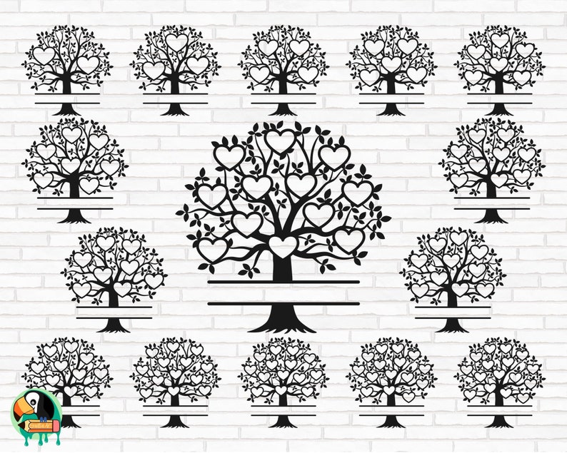 Family Tree SVG 2-16 Members Family Svg Tree Monogram Svg - Etsy