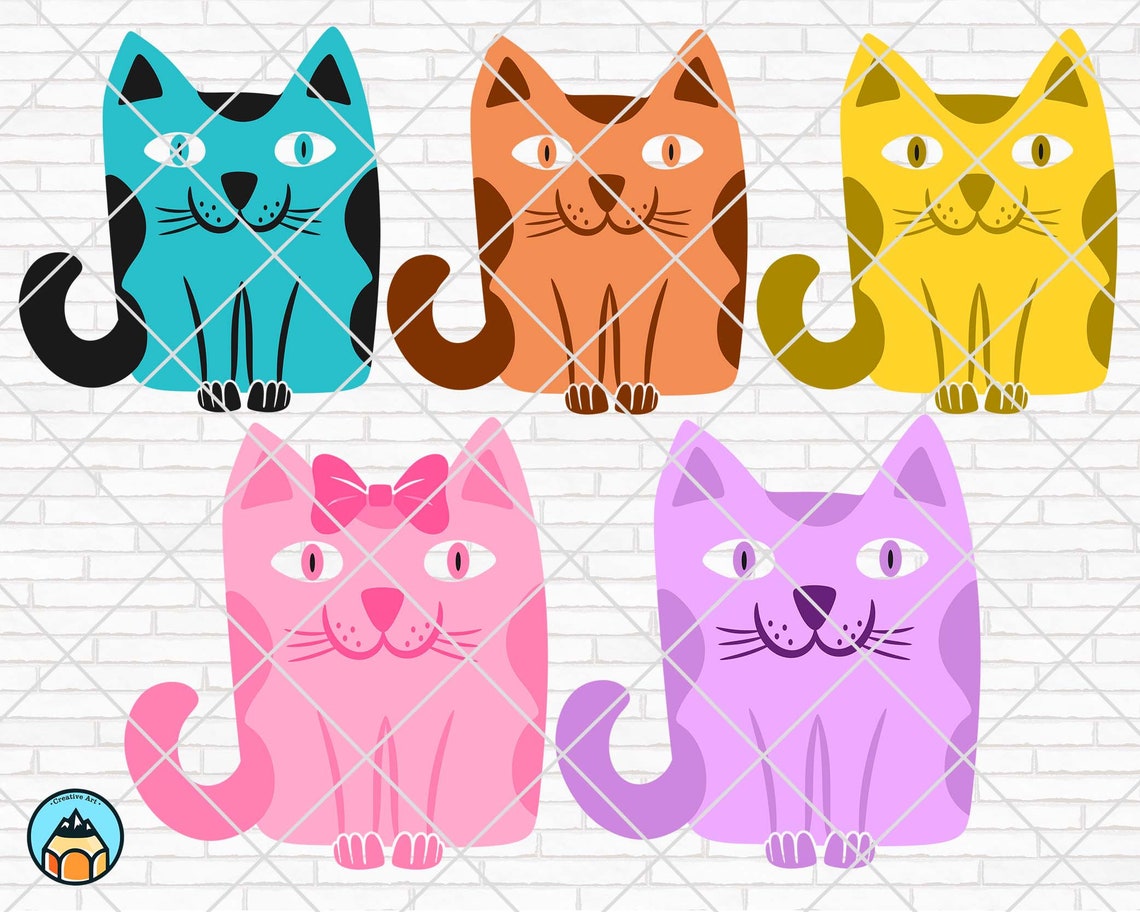 Cartoon Cat Svg Cat Svg Cute Cat Svg Cat Clipart Cat Head - Etsy
