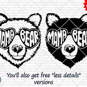 Mama Bear SVG Mama Bear with Sunglasses Mommy SVG Mom To | Etsy