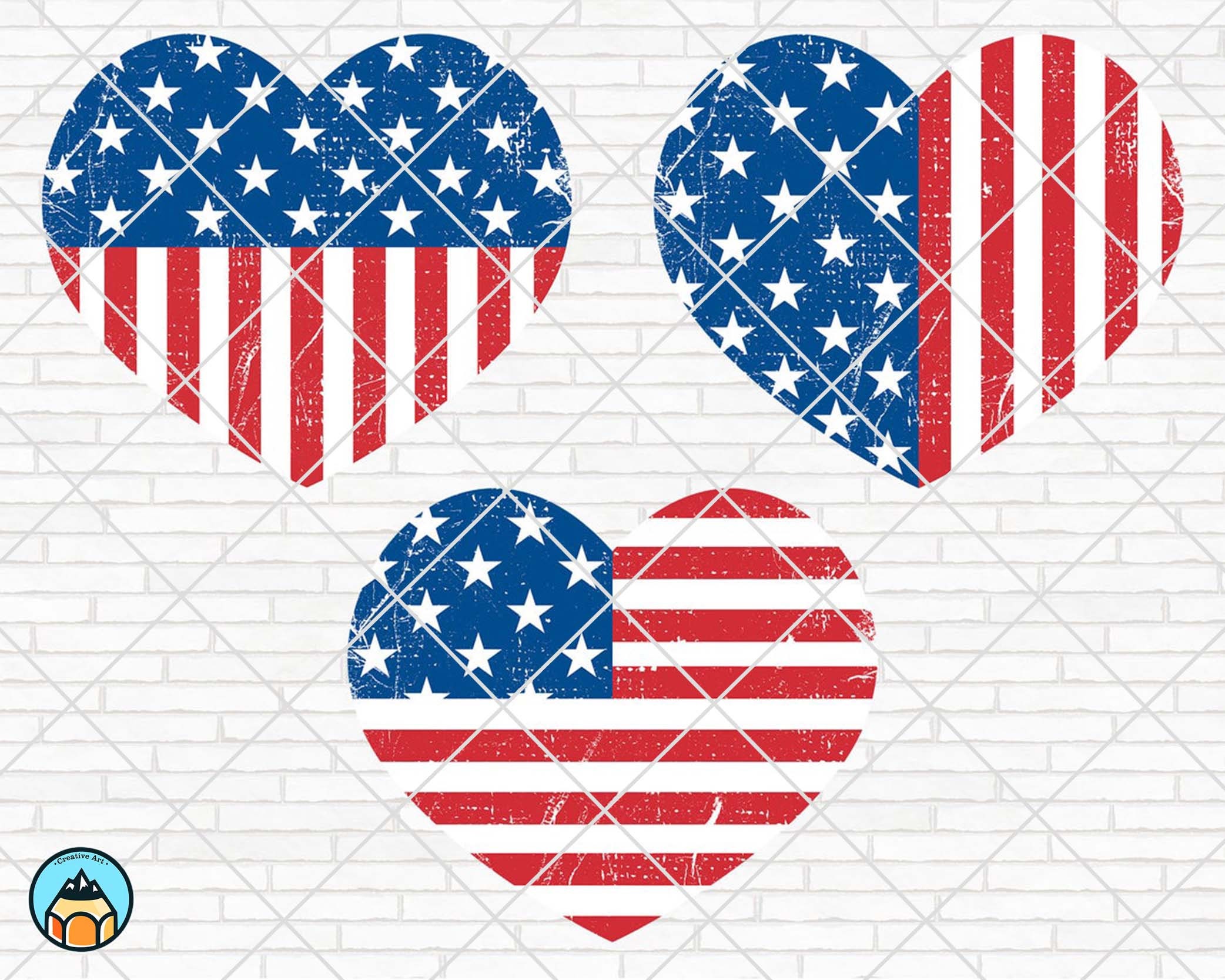 American Flag Heart Svg USA Heart Svg USA Flag Heart Svg | Etsy