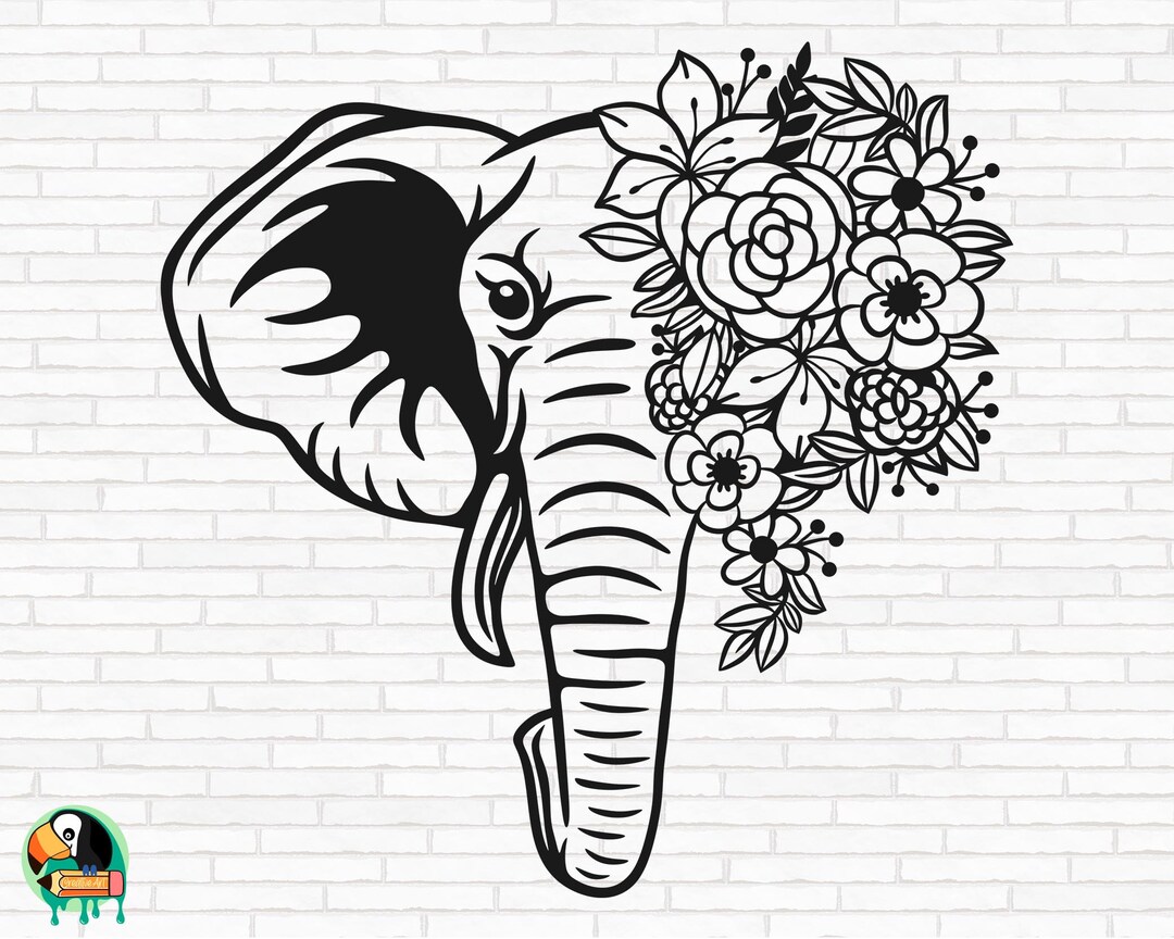 Floral Elephant SVG, Elephant Svg, Flowers Elephant Svg, Elephant ...