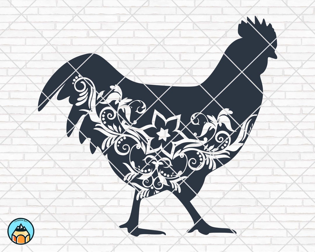 Floral Chicken SVG | Chicken SVG | Floral Rooster SVG | Floral Svg ...