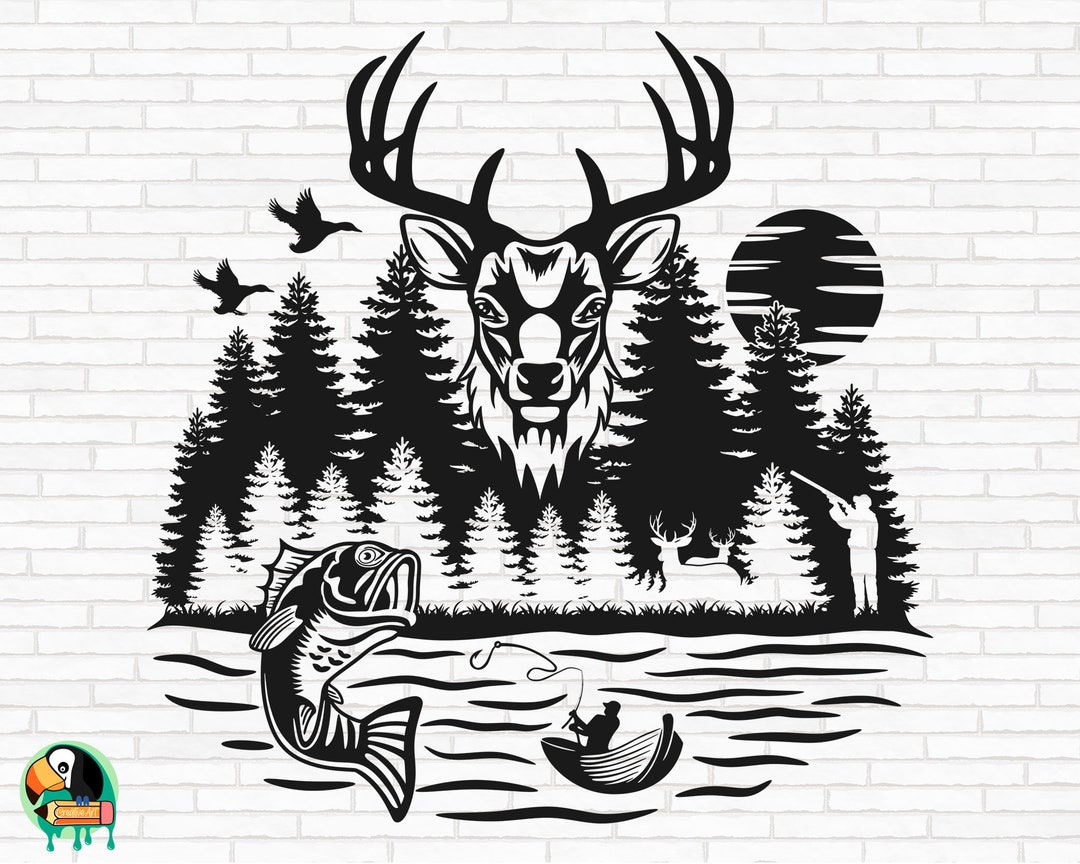 Deer Hunter SVG, Deer Hunting Svg, Fishing Svg, Outdoor Scenery Svg ...