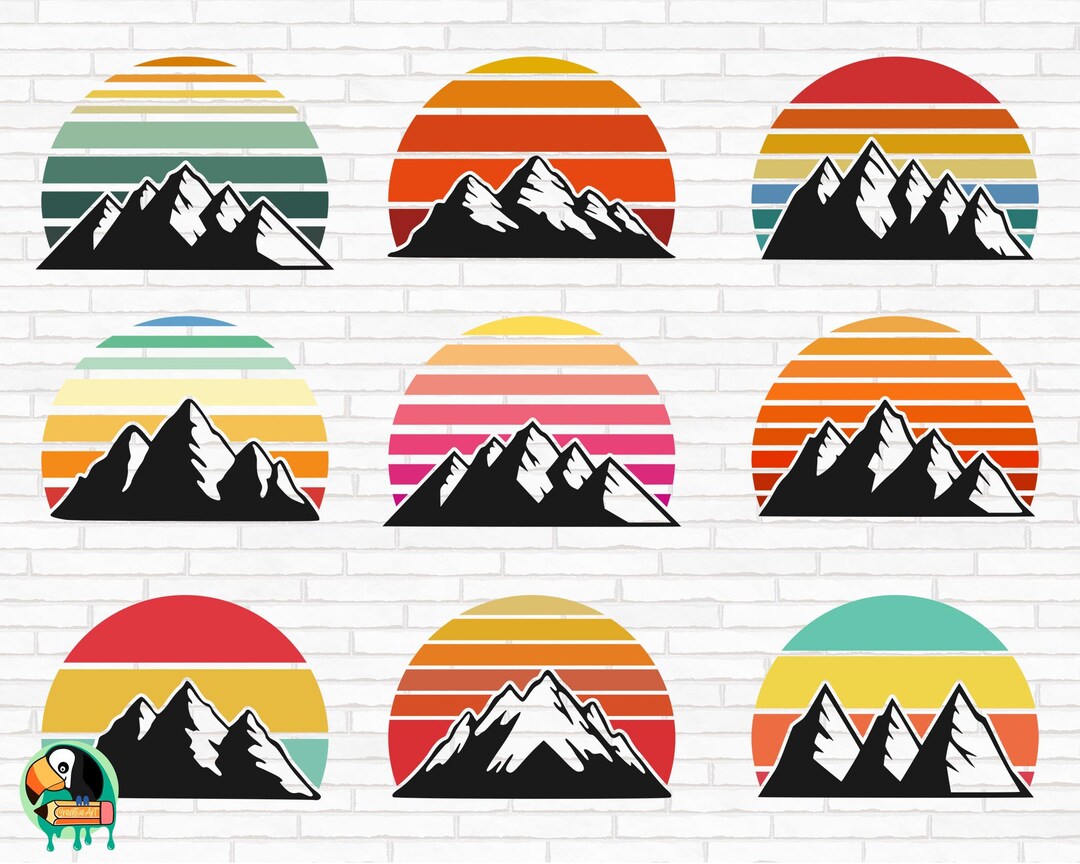 Mountains Retro Sunset SVG, Retro Sun Svg, Sunset Svg, Sunrise Svg ...