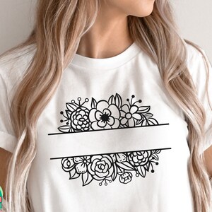 Split Floral Frame SVG, Floral Border Svg, Flower Monogram Svg, Split ...