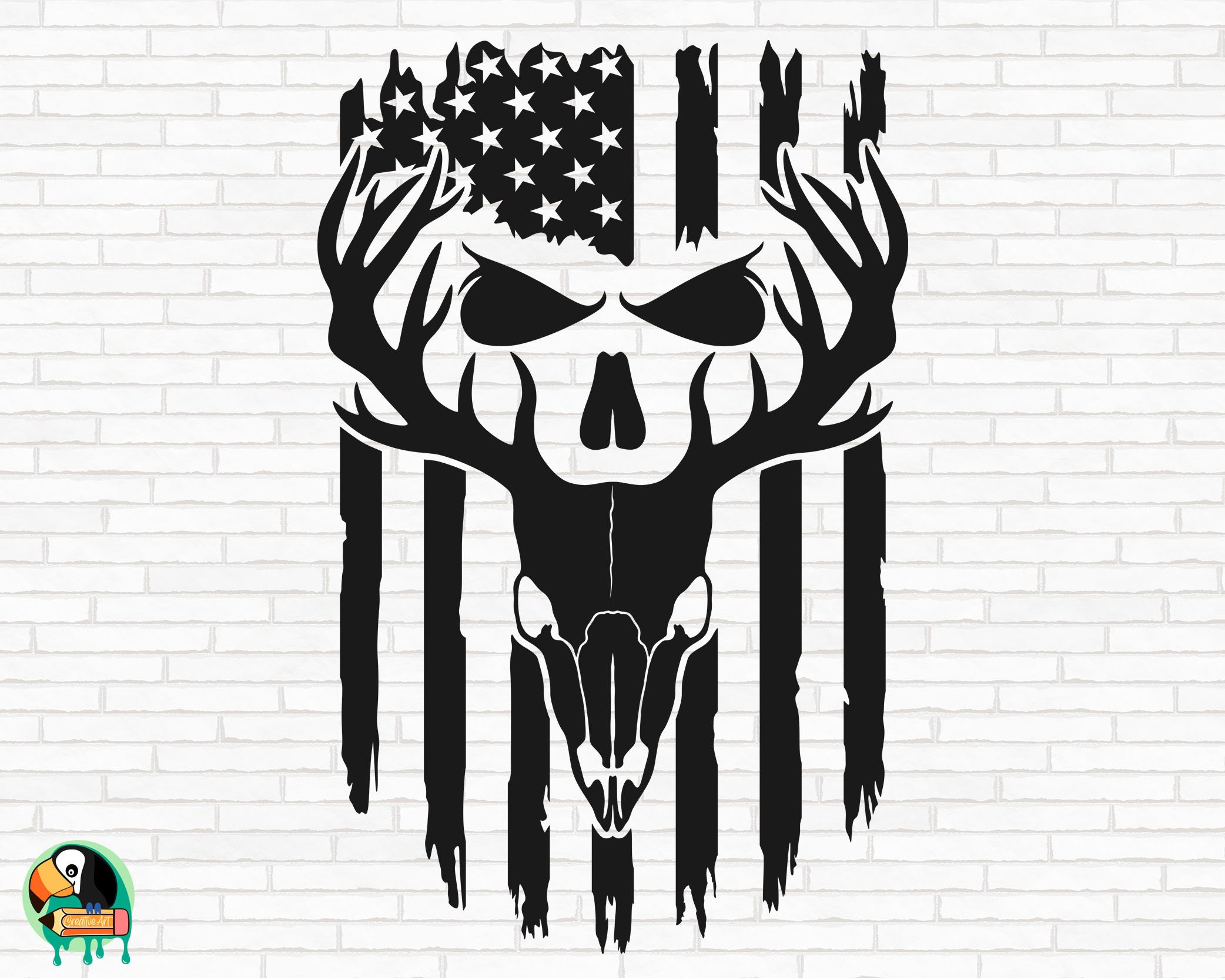 Deer Hunter US Flag SVG Deer Antler Svg Deer Skull Svg - Etsy UK
