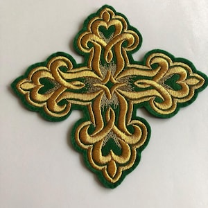 Gold Embroidered Cross Patch 6, 7.5, 11, 13, 16, 18 Cm Vestment ...