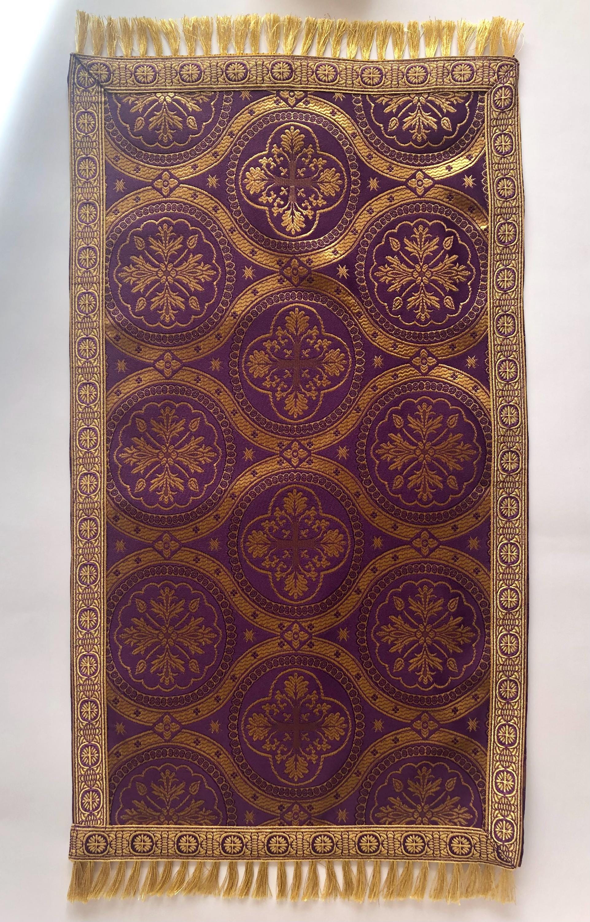 Purple & Gold Table Runner for Home Altar, Great Lent Icon Stand Runner ...
