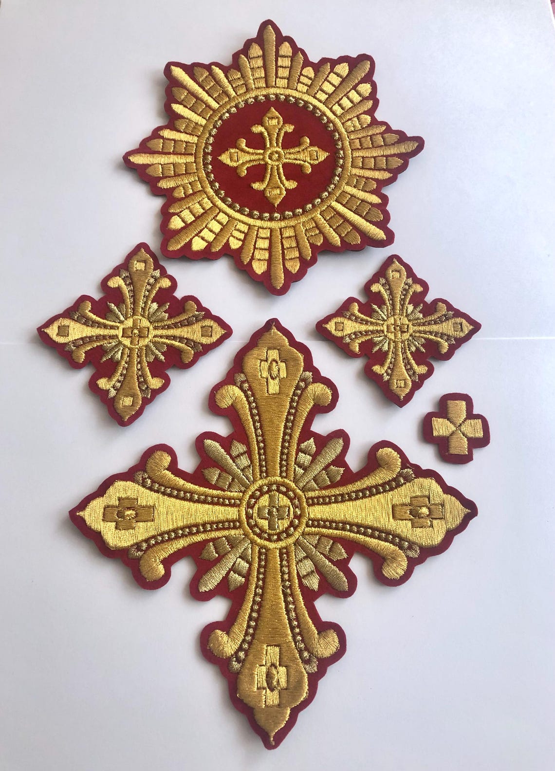 Embroidered Priest's Cross Set of 14 Pc for Liturgical Vestments ...