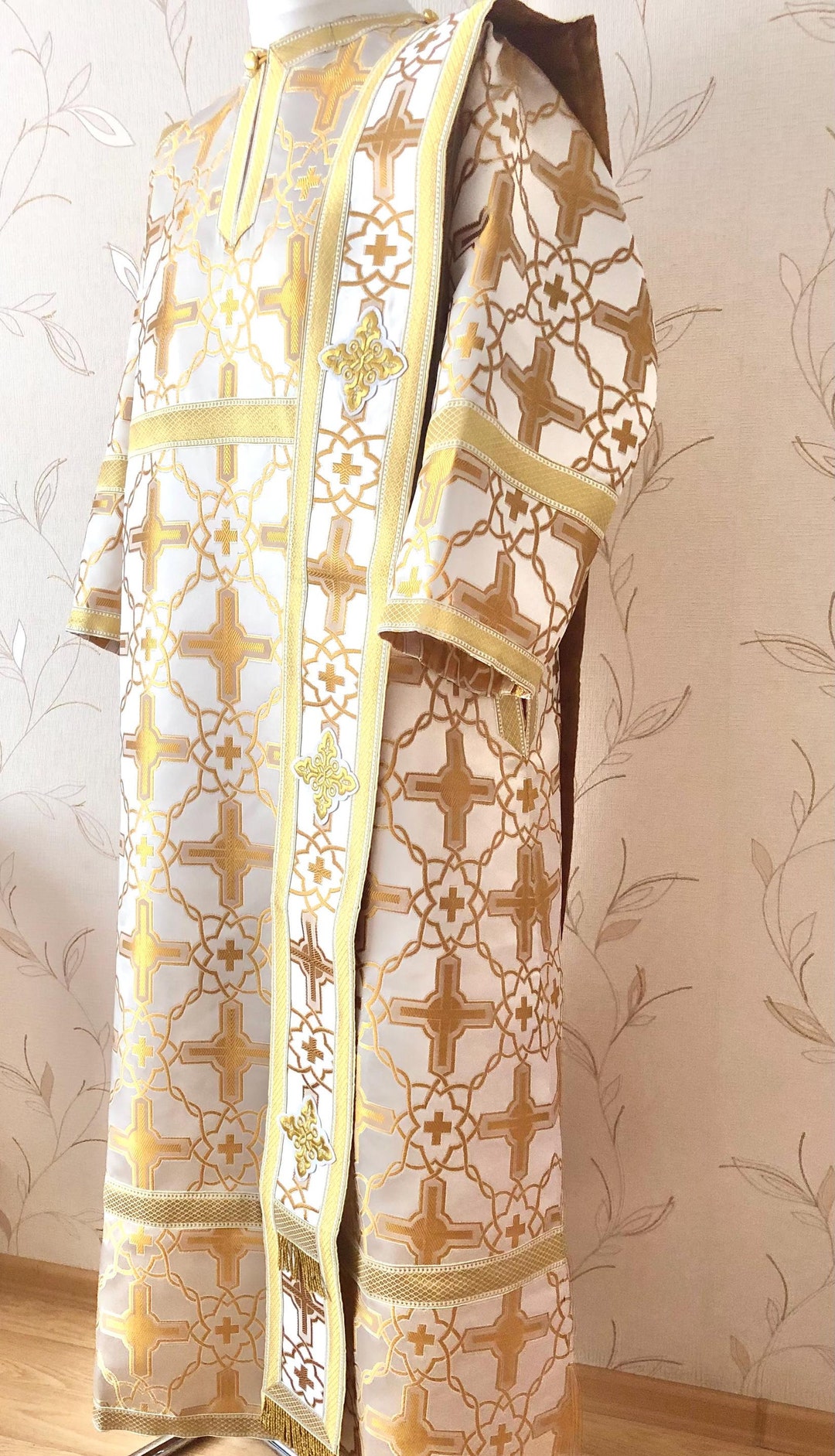 Orthodox Deacon Set Vestments From Liturgical Cross-print Brocade ...