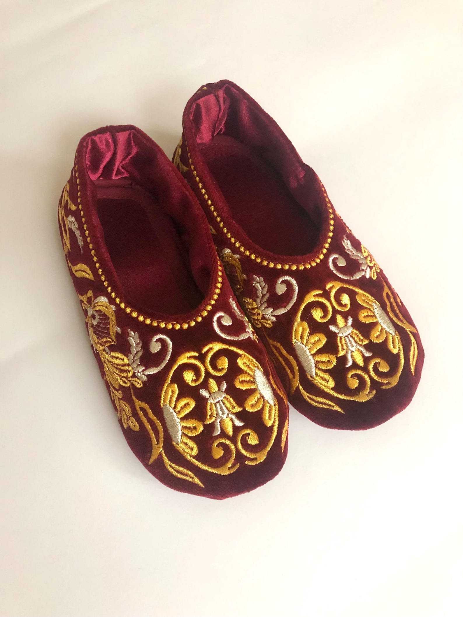 St. Spyridon's Slippers, Dark Red Velvet Slippers, Embroidered Slippers ...