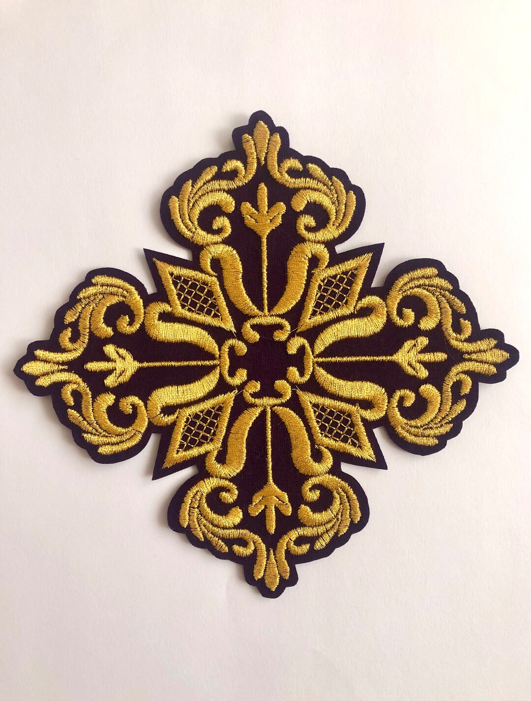 Floral Cross Patch, Suitable for Any Altar Cloths, Vestment Appliqué ...