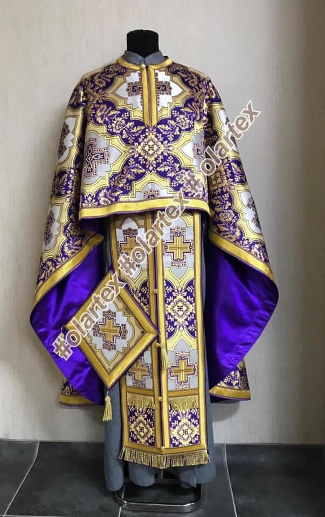 Greek Style White Purple Priest Vestments, Custom Priest Bishop ...