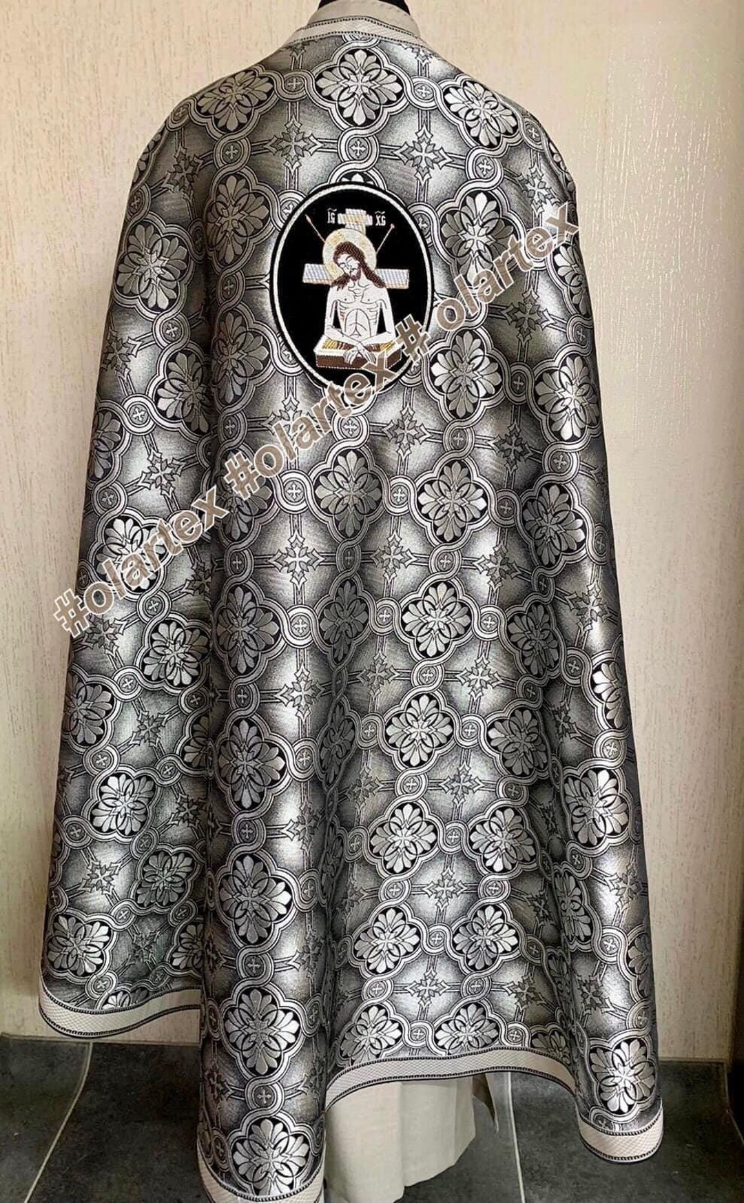 Greek Orthodox Jesus Christ Icon Priest Vestment, Great Lent Black ...