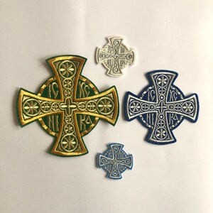 IC XC NIKA Pattern Christian Cross Patch, Liturgical Vestment Appliqué Patch, Church Embroidery ...