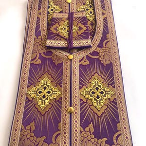 Epitrachelion Set Orthodox Stole and Cuffs in Metallic Brocade, Custom ...