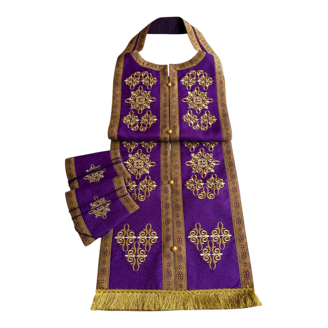 Embroidered Orthodox Stole and Cuffs Set, Liturgical Vestments ...
