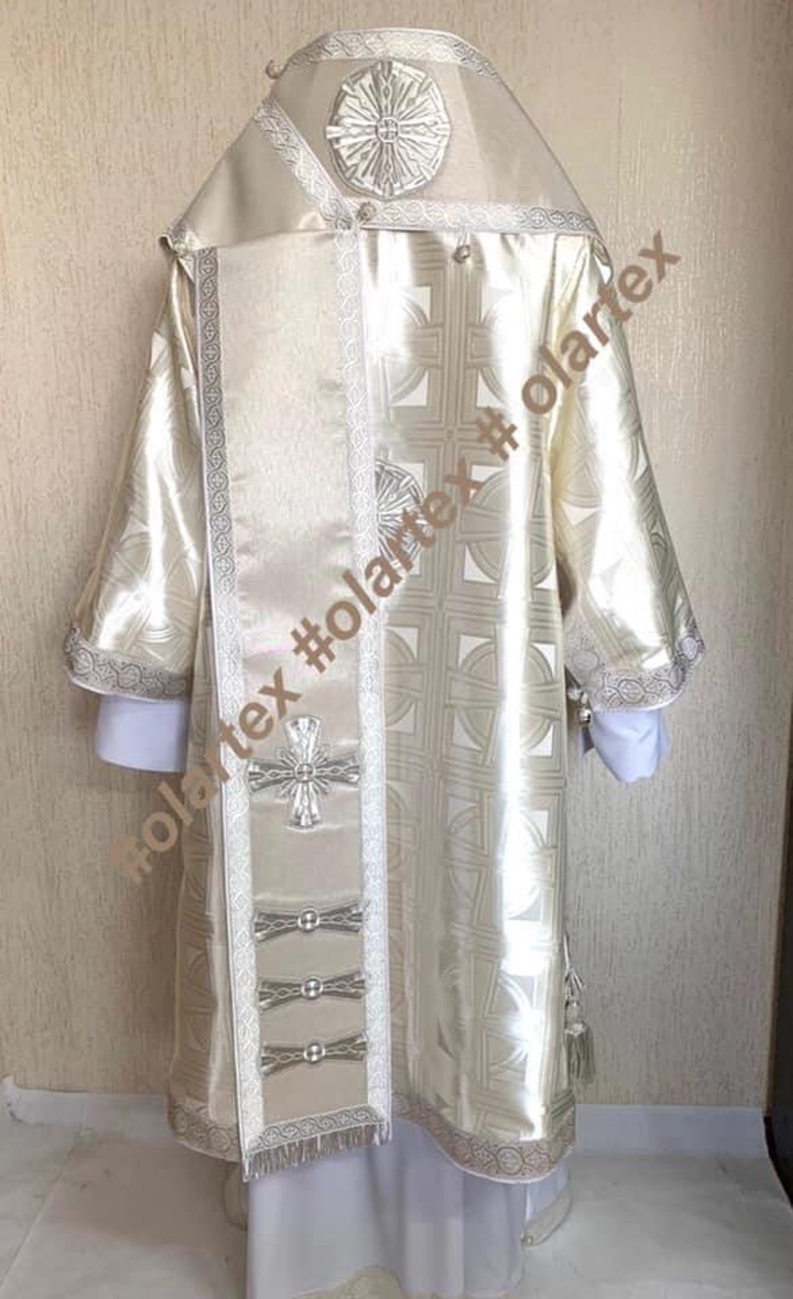Bishop Set Vestments Custom Vestment White Silver Robe | Etsy