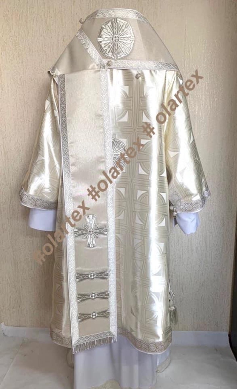 Bishop Set Vestments Custom Vestment White Silver Robe - Etsy