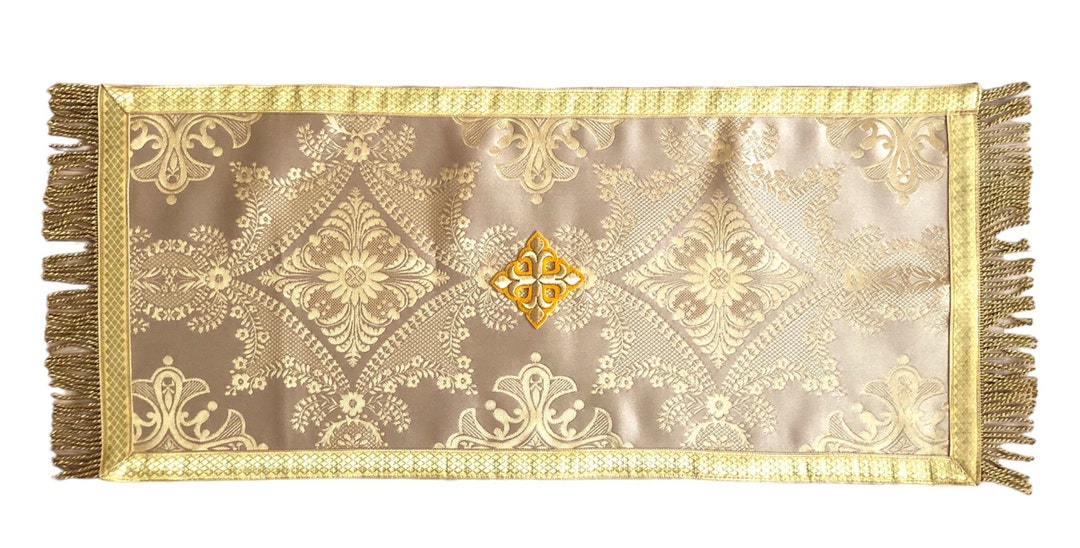 Table Runner Christian Pattern Cover With Fringe, Galloon and ...