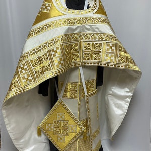 White Silver Embroidered Priest Set Vestment, Orthodox Vestment With ...