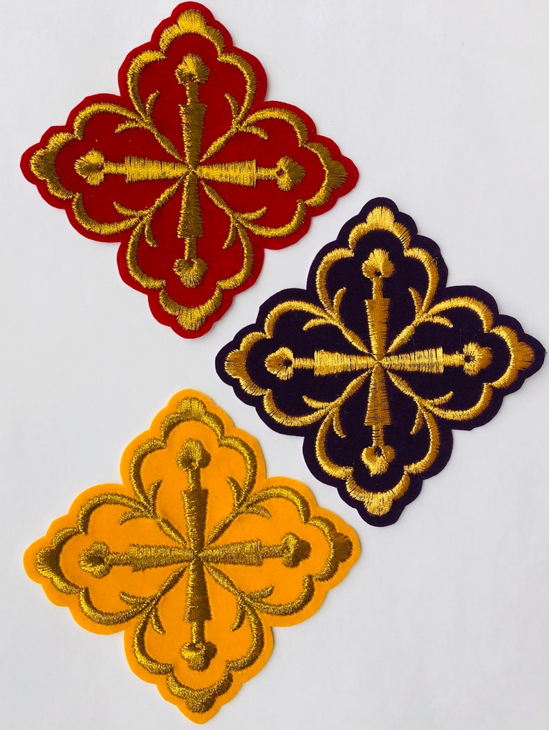 Gold Embroidered Cross Patch Vestment Appliqué Patch 10.5 Cm - Etsy