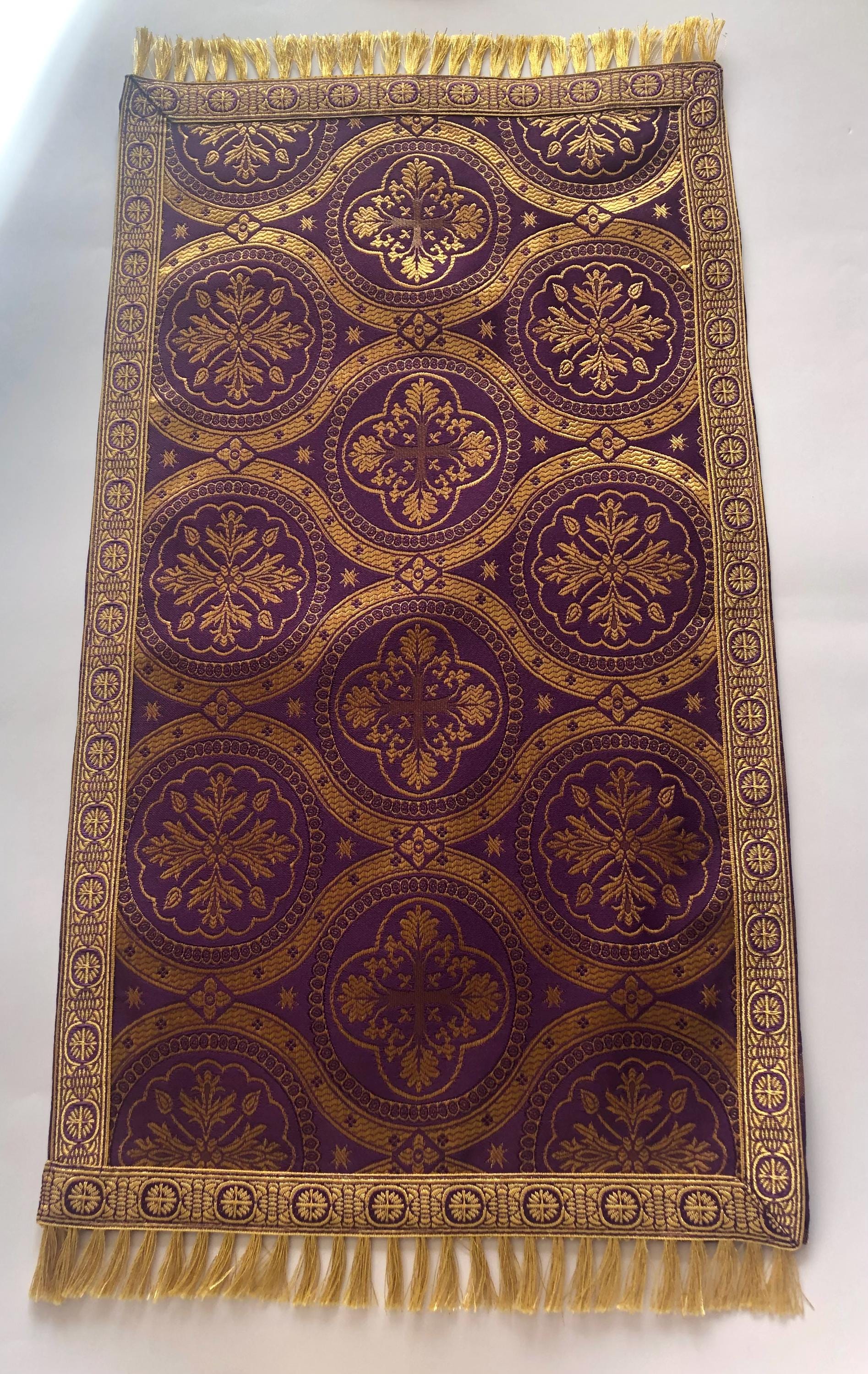 Purple & Gold Table Runner for Home Altar, Great Lent Icon Stand Runner ...