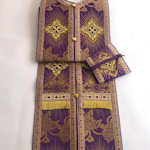 Epitrachelion Set Orthodox Stole and Cuffs in Metallic Brocade, Custom ...