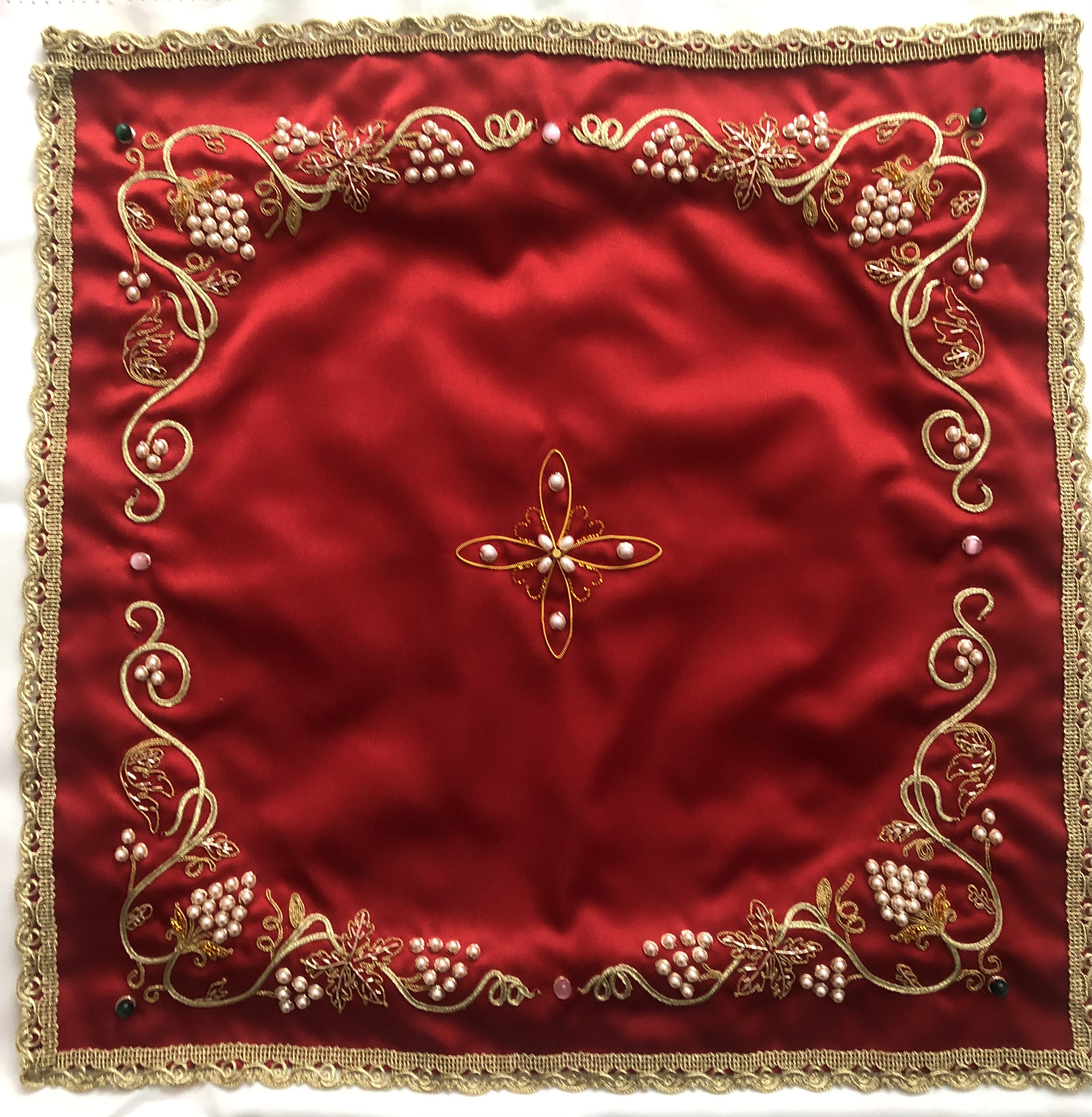 Hand Embroidered Grape Wine Altar Cloth Goldwork Red Table - Etsy