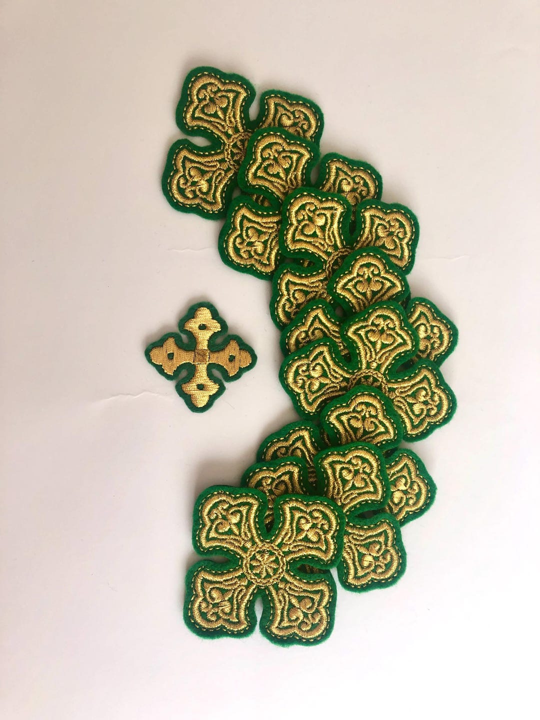 Green Gold Liturgical Vestments Cross Set of 9, Liturgical Embroidery ...