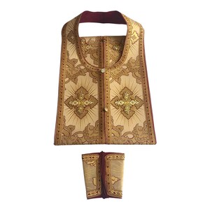 Epitrachelion Set Orthodox Stole and Cuffs in Metallic Brocade, Custom ...