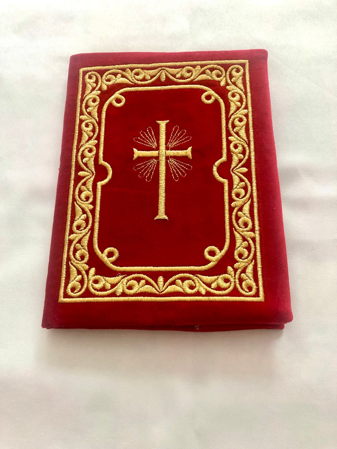 Prayerbook Embroidered Red Velvet Cover, Christmas Gift, Christian Gift ...