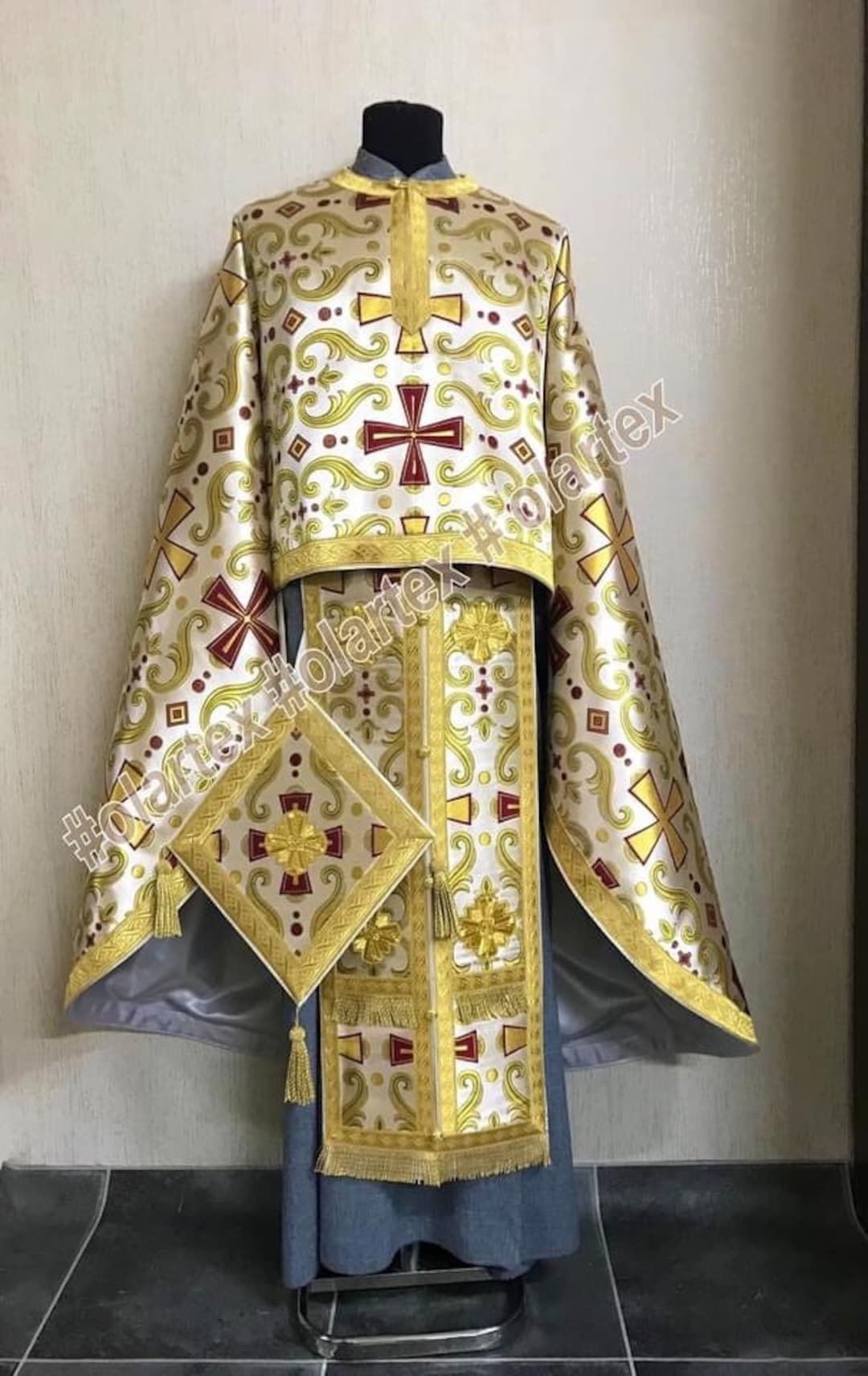Greek Style White Gold Priest Vestments, Custom Priest Bishop Vestments ...