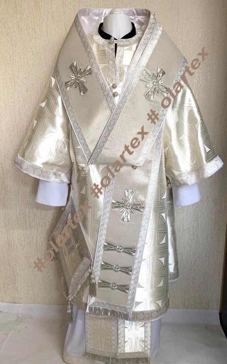 Bishop Set Vestments Custom Vestment White Silver Robe - Etsy