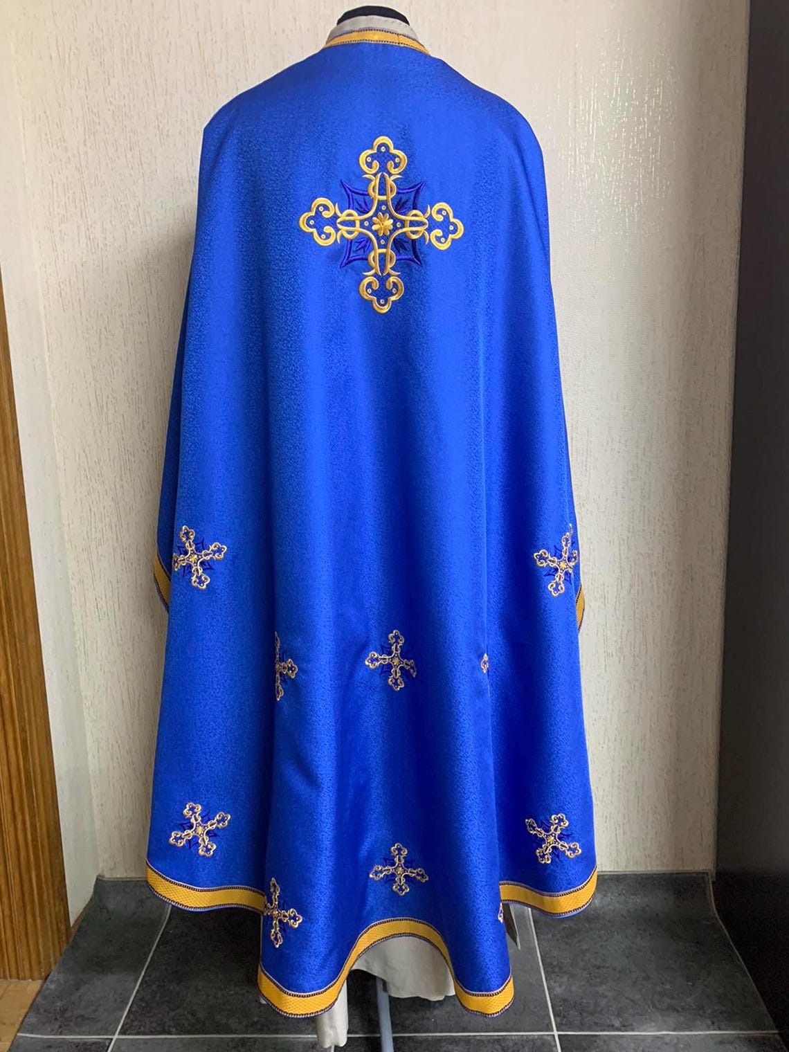 Blue Embroidered Orthodox Priest Vestment With Crosses, Custom ...