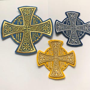 IC XC NIKA Pattern Christian Cross Patch, Liturgical Vestment Appliqué Patch, Church Embroidery ...