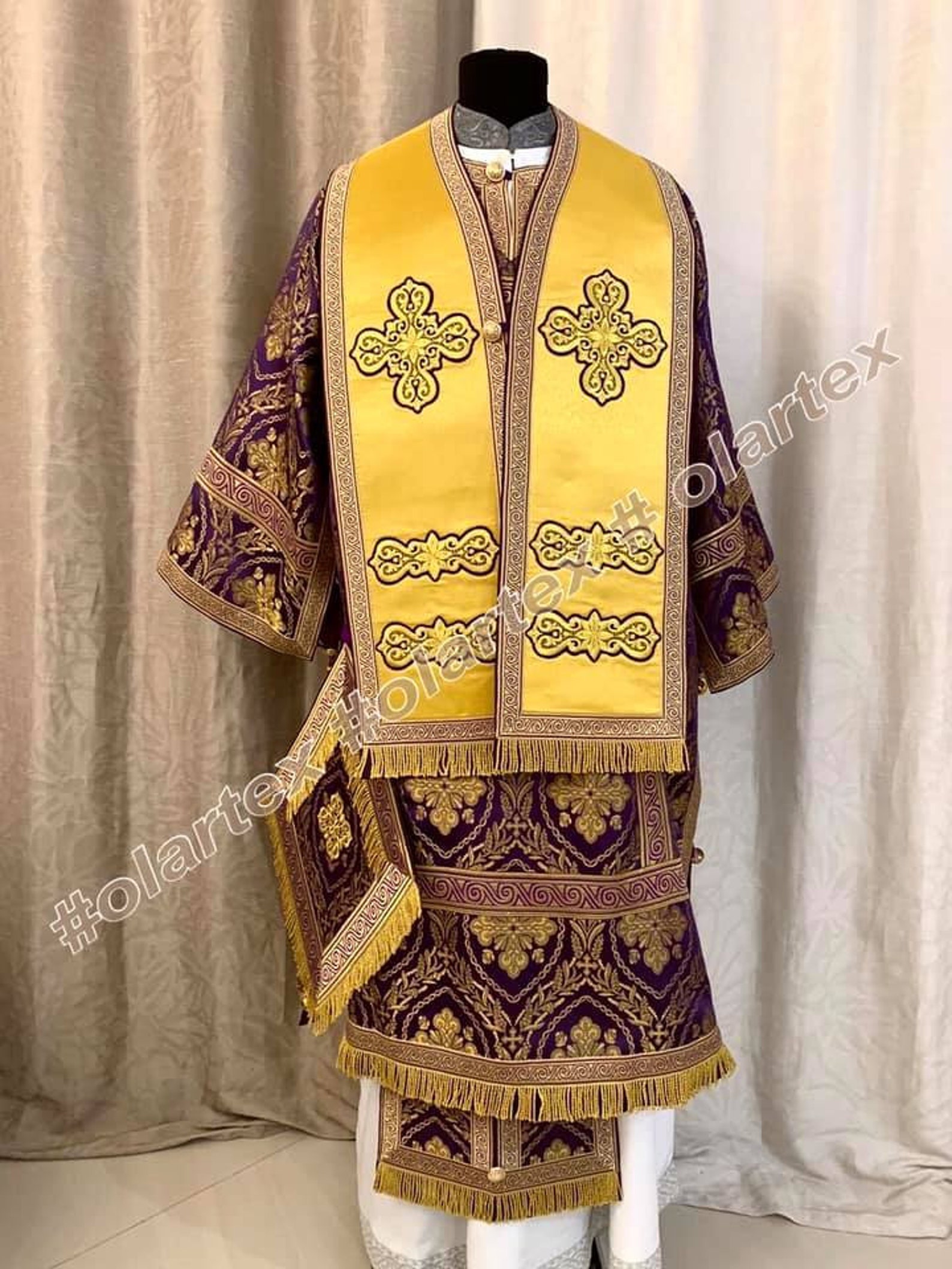Purple Gold Bishop Set Vestment, Archbishop Vestments, Liturgical ...
