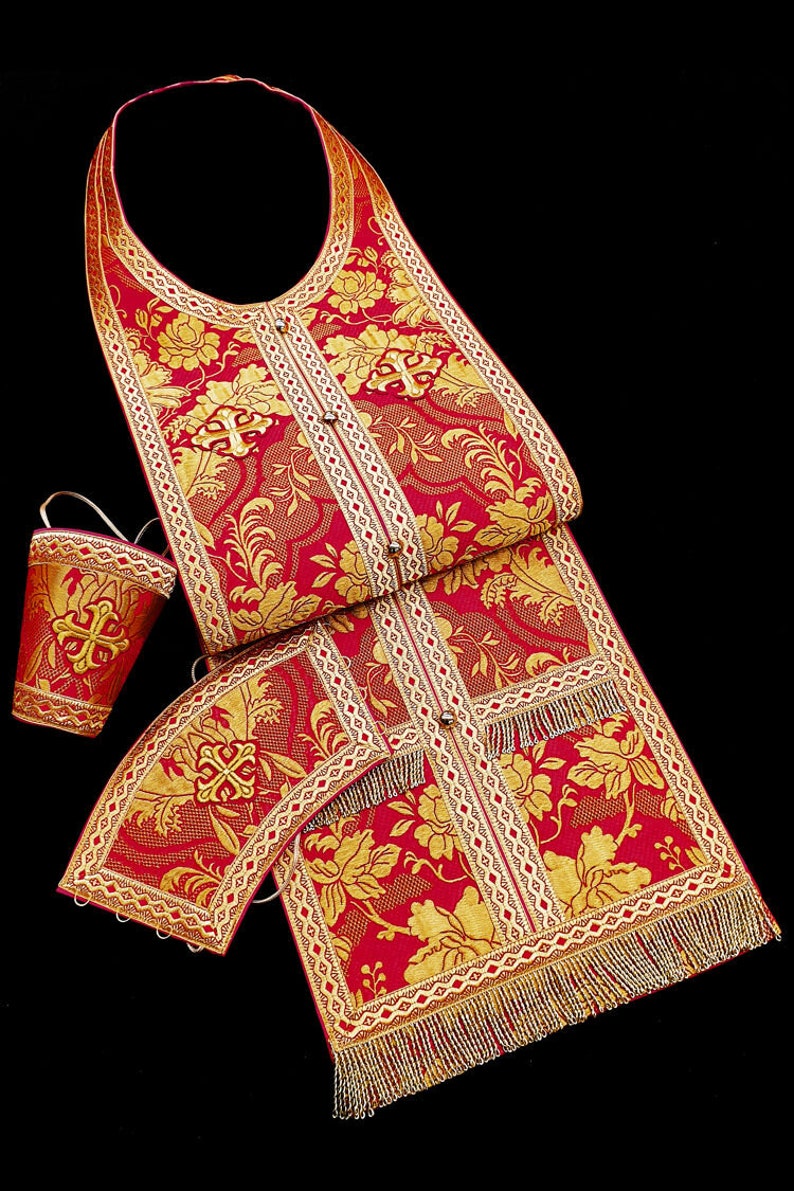 Red Gold Priest Stole and Cuffs Set Orthodox Vestment Ready to - Etsy