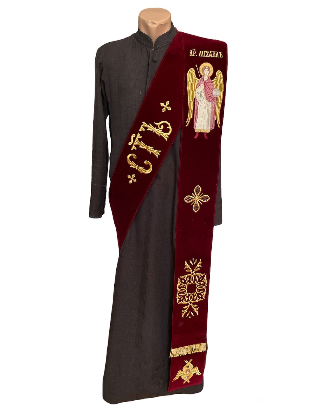 Deacon Orthodox Orarion in Slavic Style With Embroidered St. Archangel ...