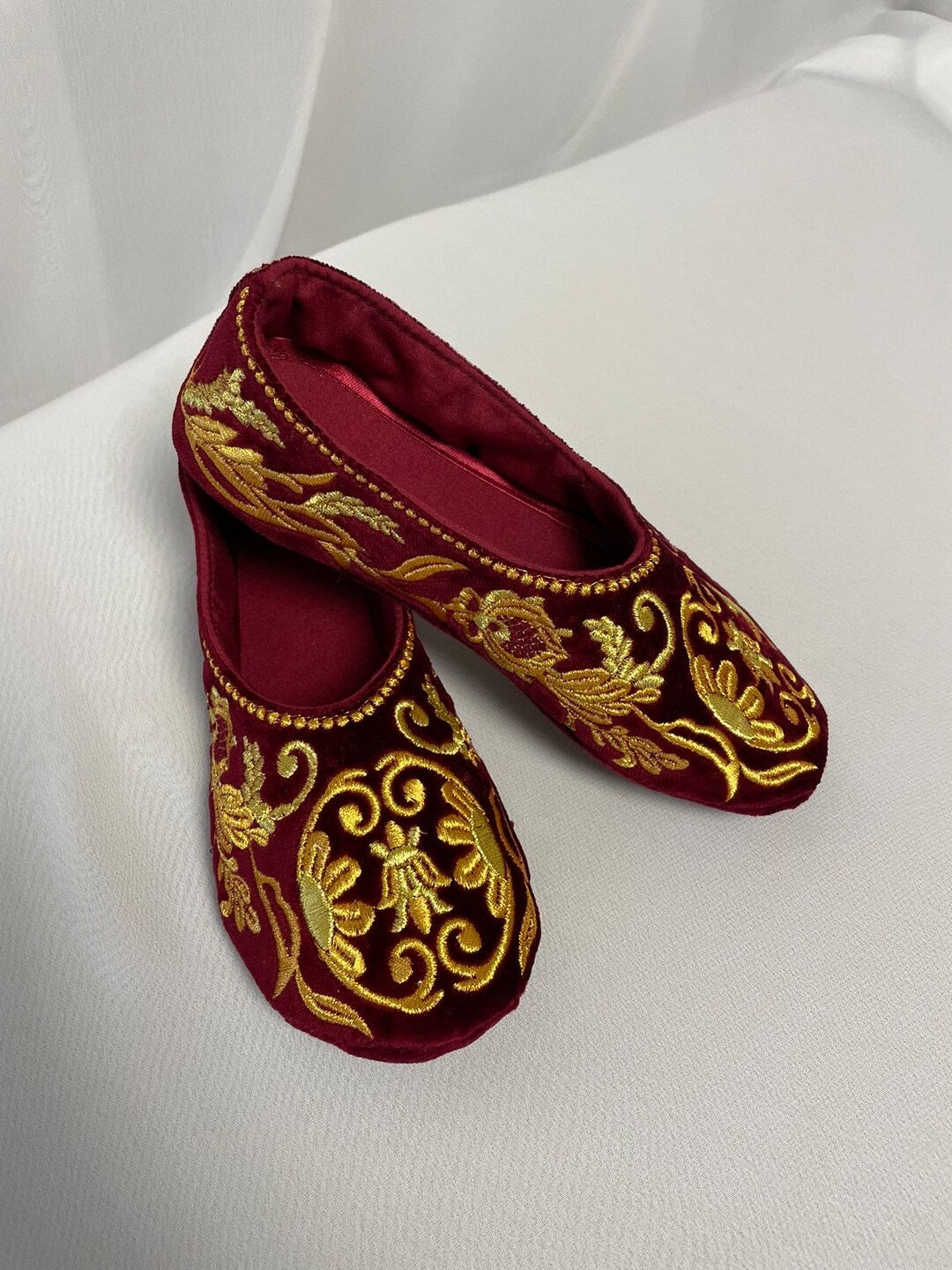 St. Spyridon's Slippers, Dark Red Velvet Slippers, Slippers for Saints ...
