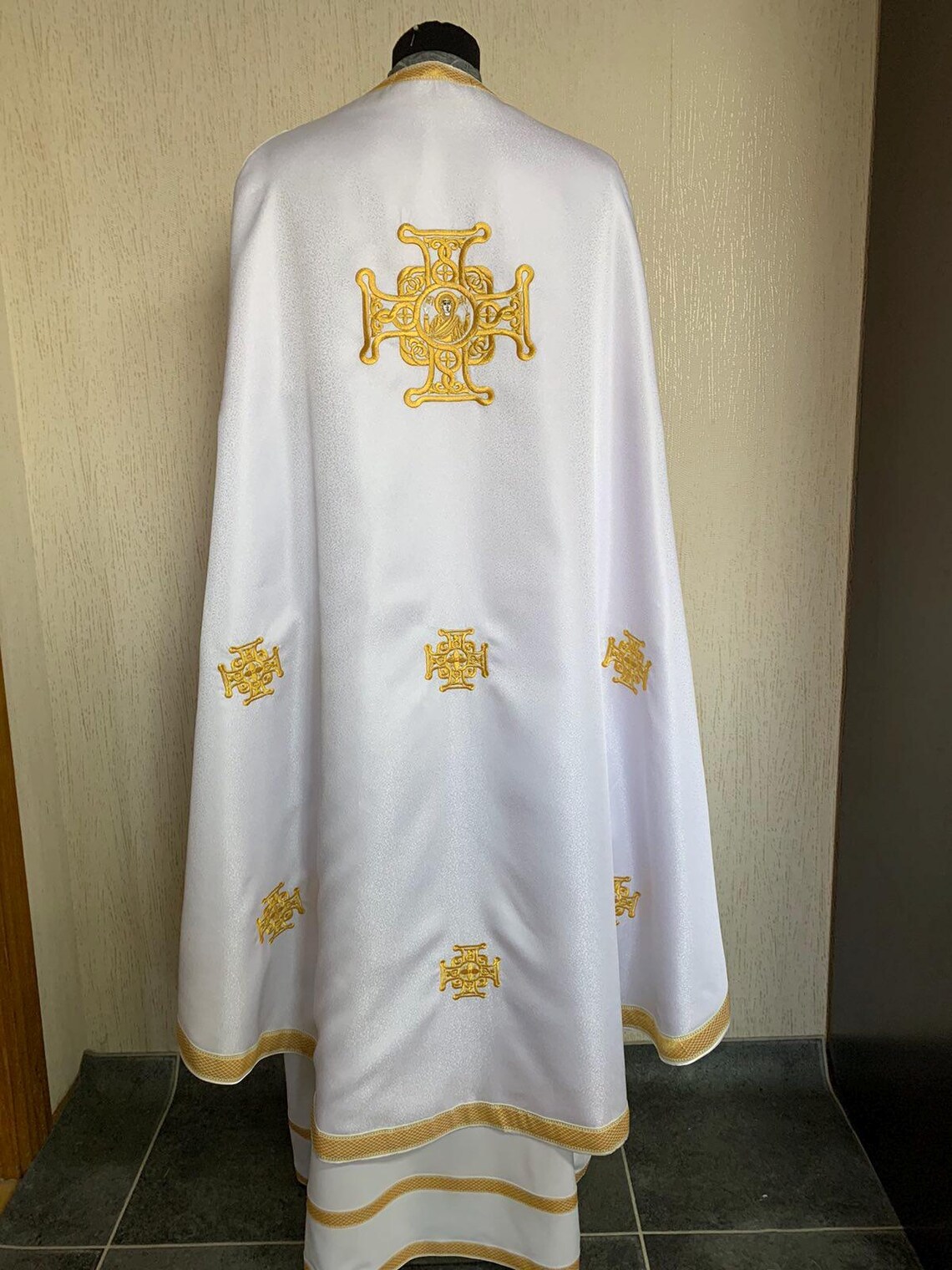 White Embroidered Orthodox Vestments and Epigonation With Jesus Christ ...