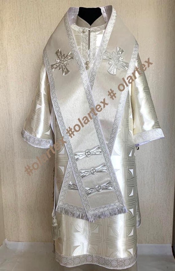 Bishop Set Vestments Custom Vestment White Silver Robe - Etsy