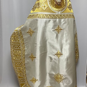 White Silver Embroidered Priest Set Vestment, Orthodox Vestment With ...