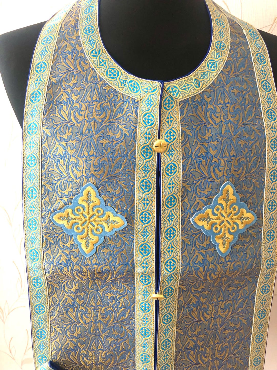 Light Blue Orthodox Priest Liturgical Stole and Cuffs From Floral ...