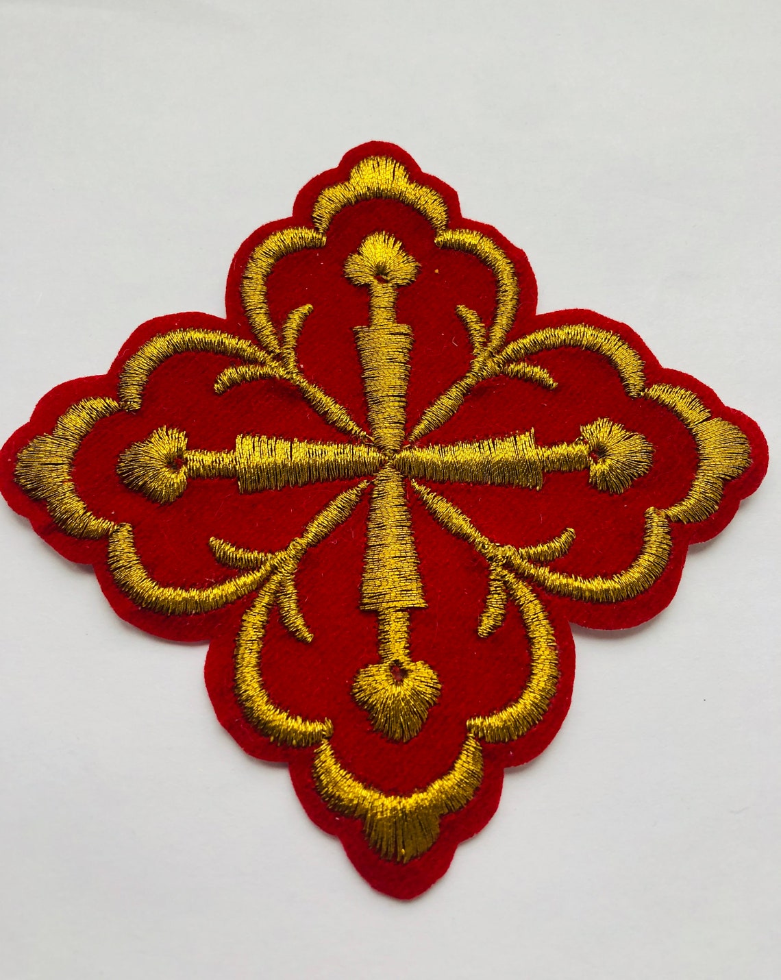Gold Embroidered Cross Patch Vestment Appliqué Patch 10.5 Cm - Etsy