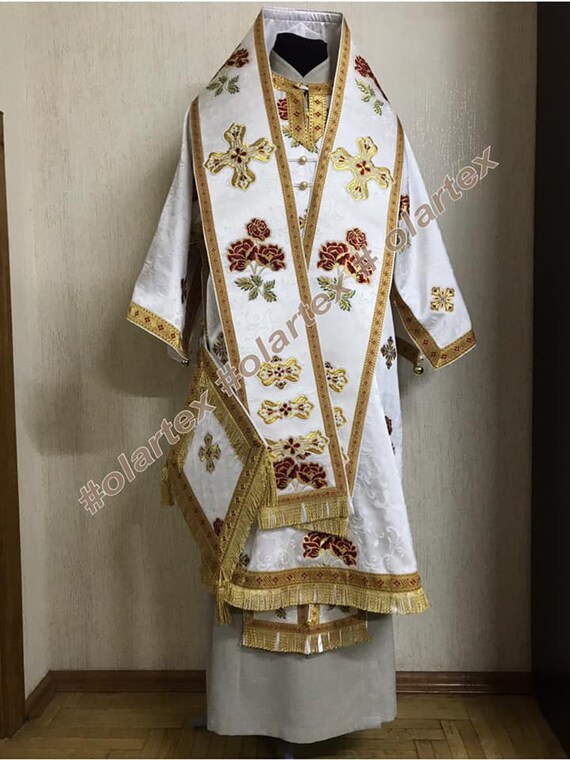 White Flowers Bishop Set Vestment Floral Clergy Vestment | Etsy